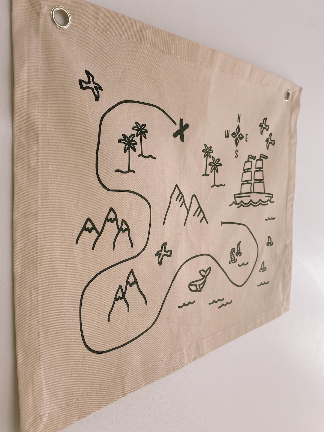 Pirate Treasure Map Kids Wall Banner | Explore Wall Hanging ~ Warm Sand ...