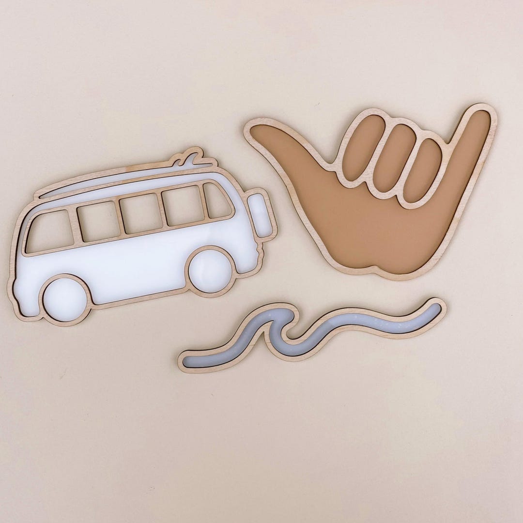 Shaka Coastal Wall Decor Shapes Set ~ Shaka | Kombi Van | Ocean Wave ...
