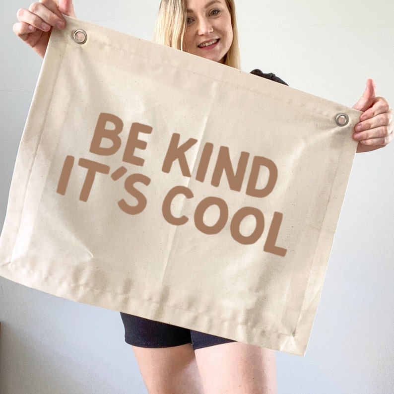 Be Kind Kids Wall Banner | Boys Wall Hanging ~ Warm Sand & Tan - Etsy