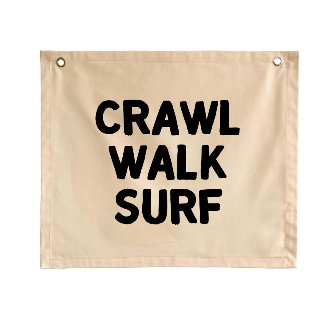 Crawl Walk Surf Banner | Boys Wall Hanging ~ Shell - Etsy
