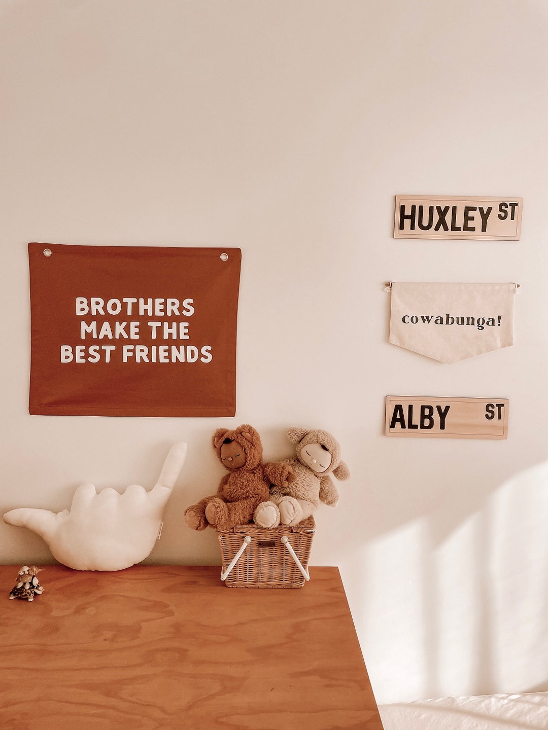 Brothers Make the Best Friends Kids Wall Banner | Boys Wall Hanging ...