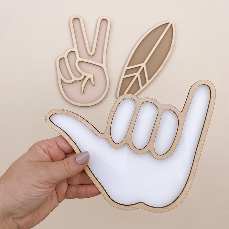 Shaka Coastal Wall Decor Shapes Set ~ Shaka | Peace Sign | Surf Board ...