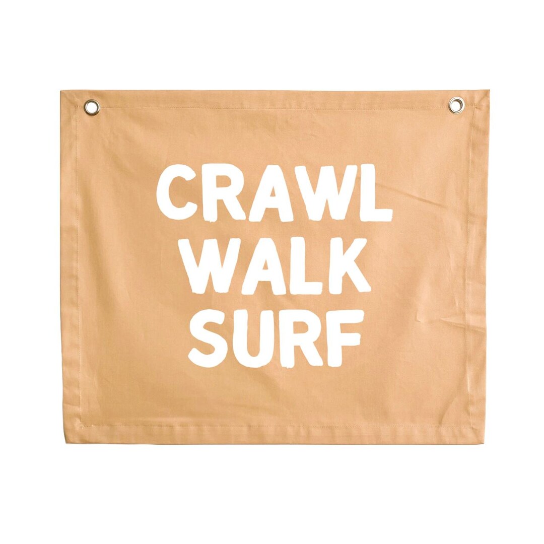 Crawl Walk Surf Banner | Boys Wall Hanging ~ Honey Yellow - Etsy