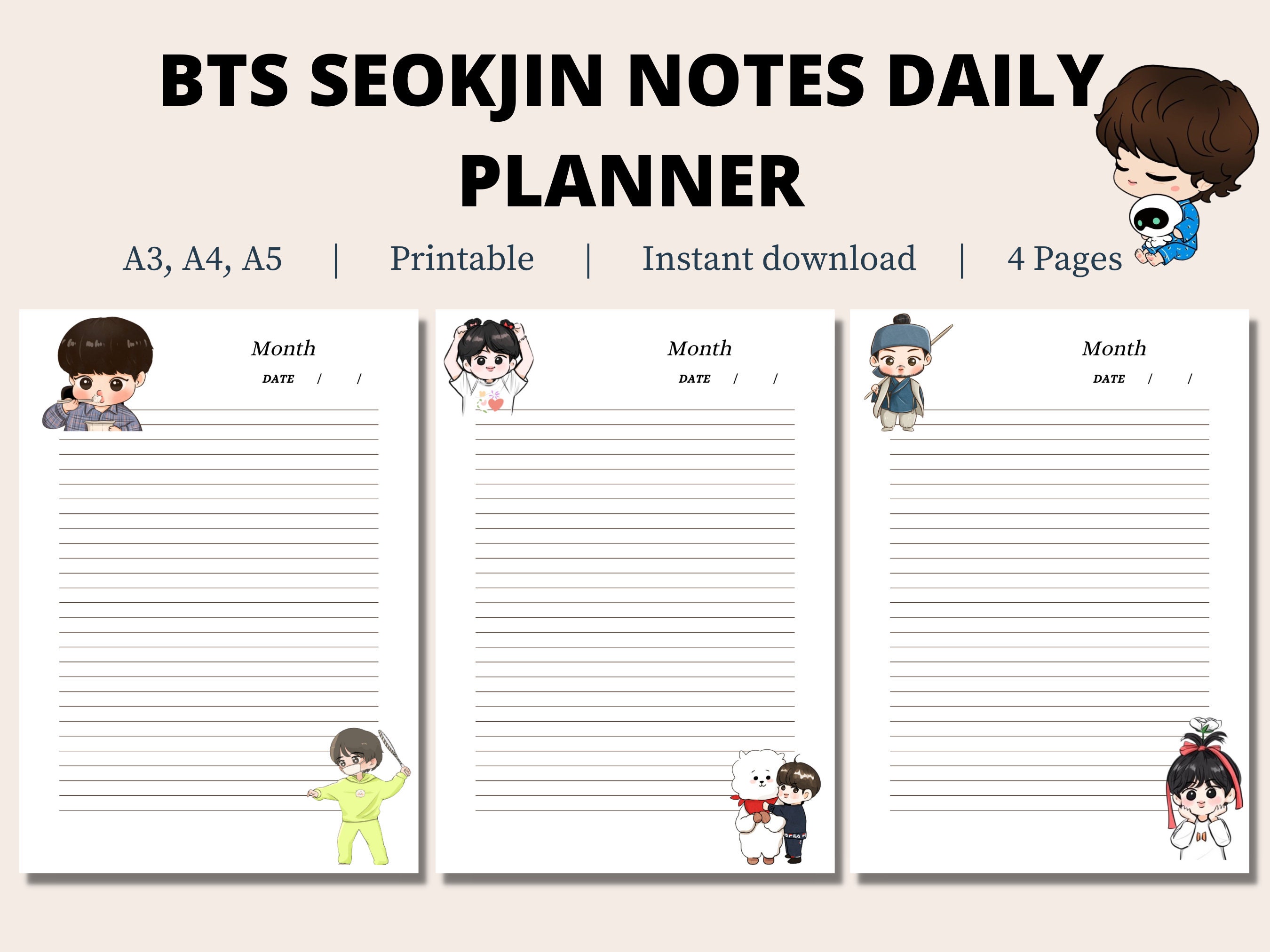 BTS Notes Daily Planner BTS Stationary Planner Bundle - Etsy