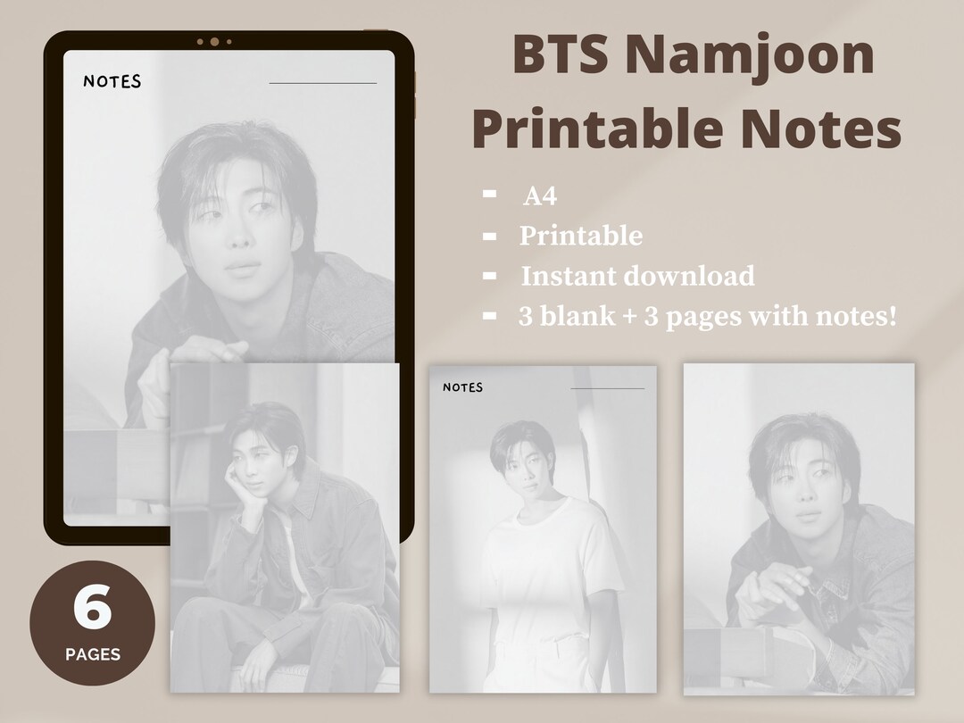 BTS Namjoon Daily Notes Planner | BTS Stationary | Planner Bundle | A4 ...