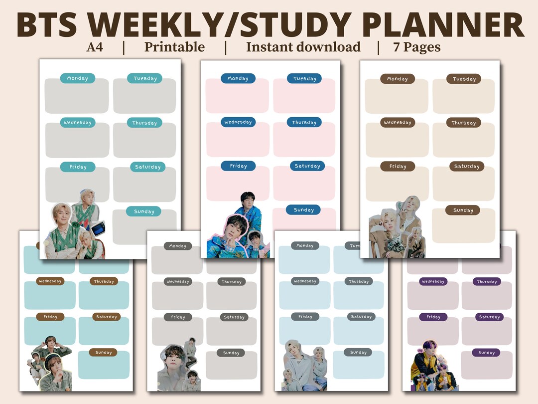 BTS Planner | BTS Weekly Planner | Study Planner | BTS Stationary ...