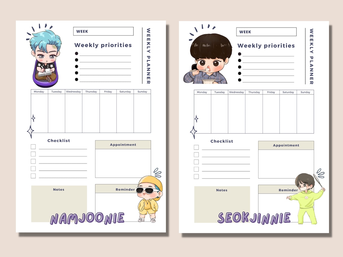 BTS Planner BTS Weekly Planner BTS Stationary Planner - Etsy