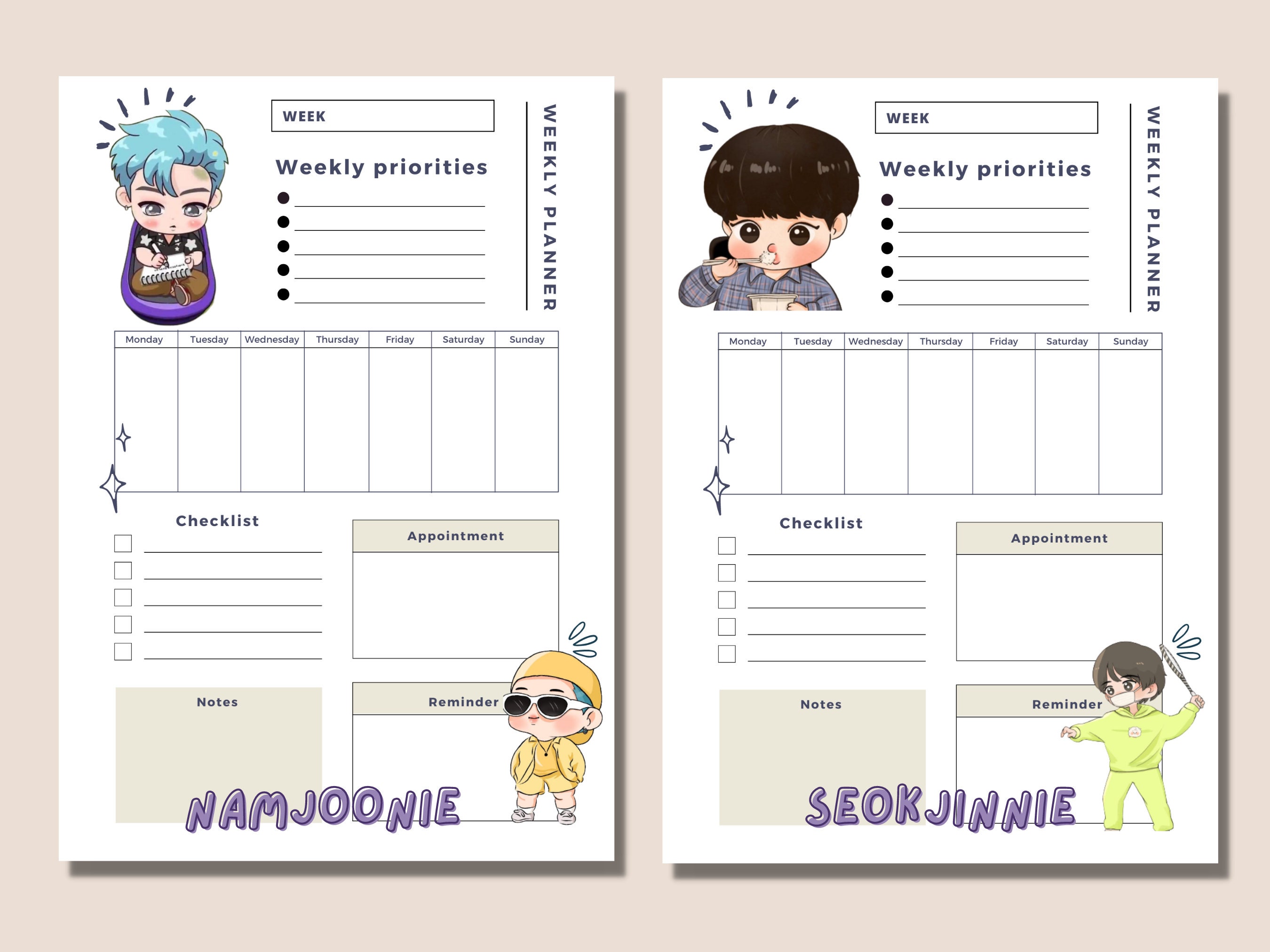 BTS Planner BTS Weekly Planner BTS Stationary Planner - Etsy