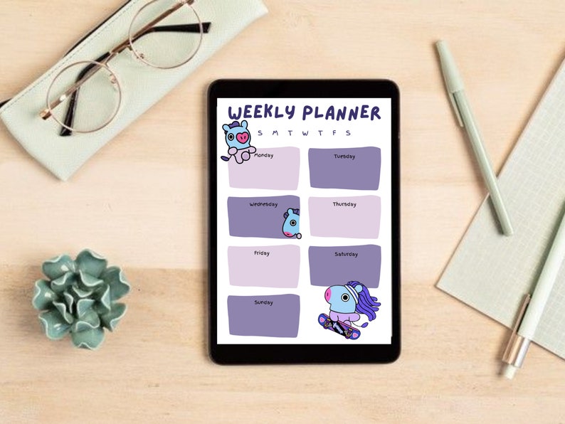 BT21 Weekly Planner Maang BT21 Printable Planner BTS Weekly Planner A4 ...