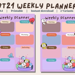 BT21 Weekly Planner | BTS Printable Planner | A4 | Printable | Instant ...