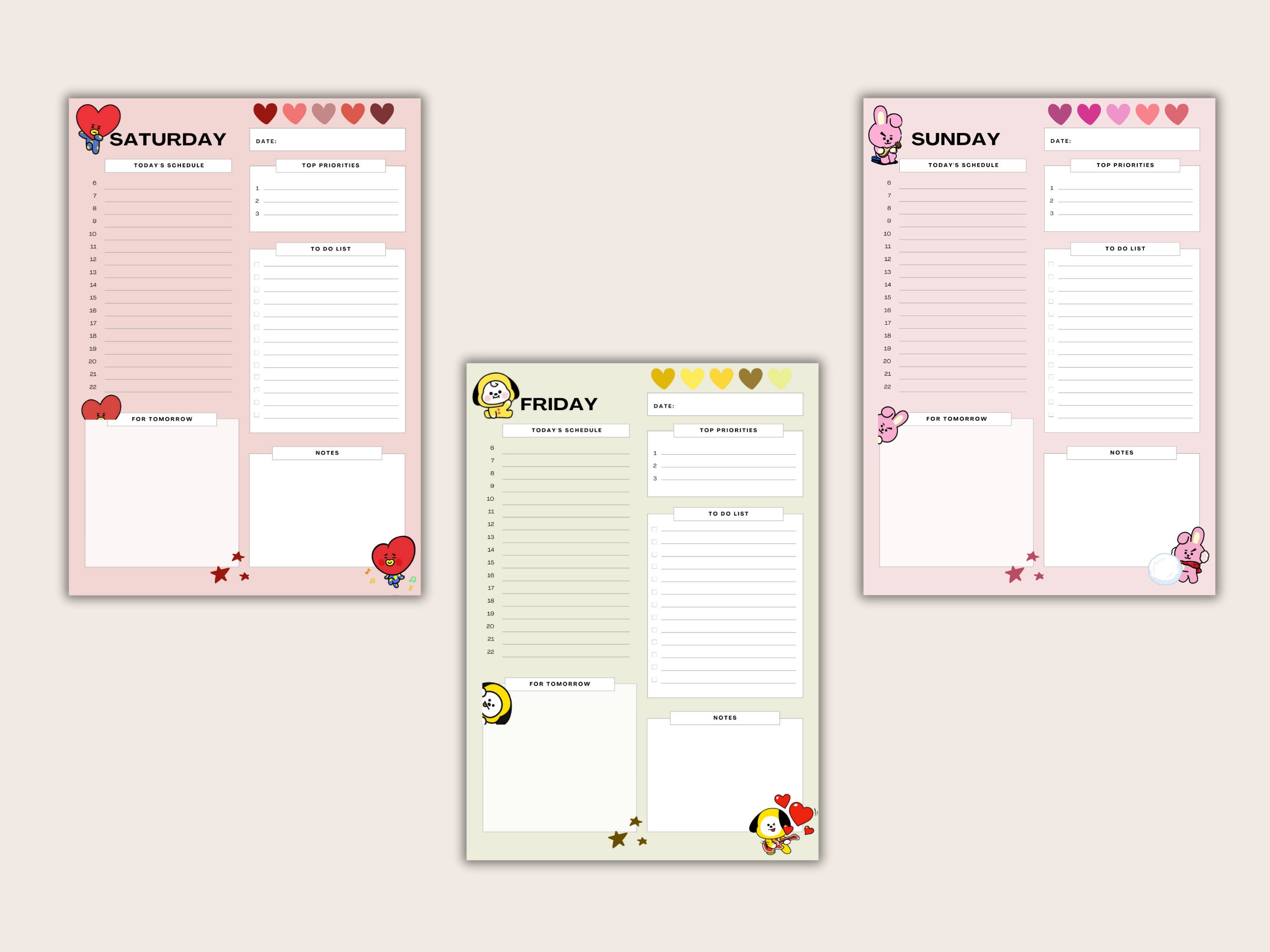 BT21 Daily Planner BTS Daily Planner Planner Bundle A3 - Etsy