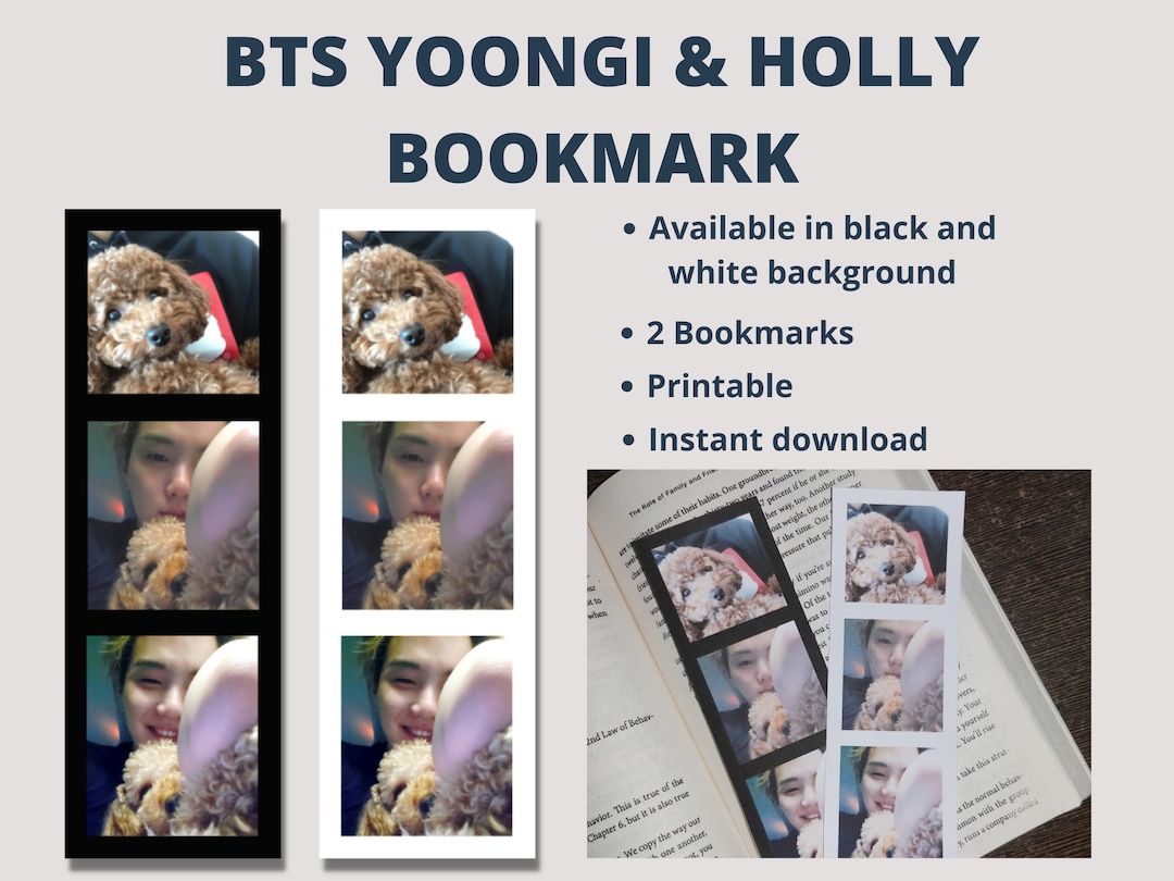 BTS Bookmarks | Yoongi & Holly Bookmarks | Printable Bookmarks | Set of ...