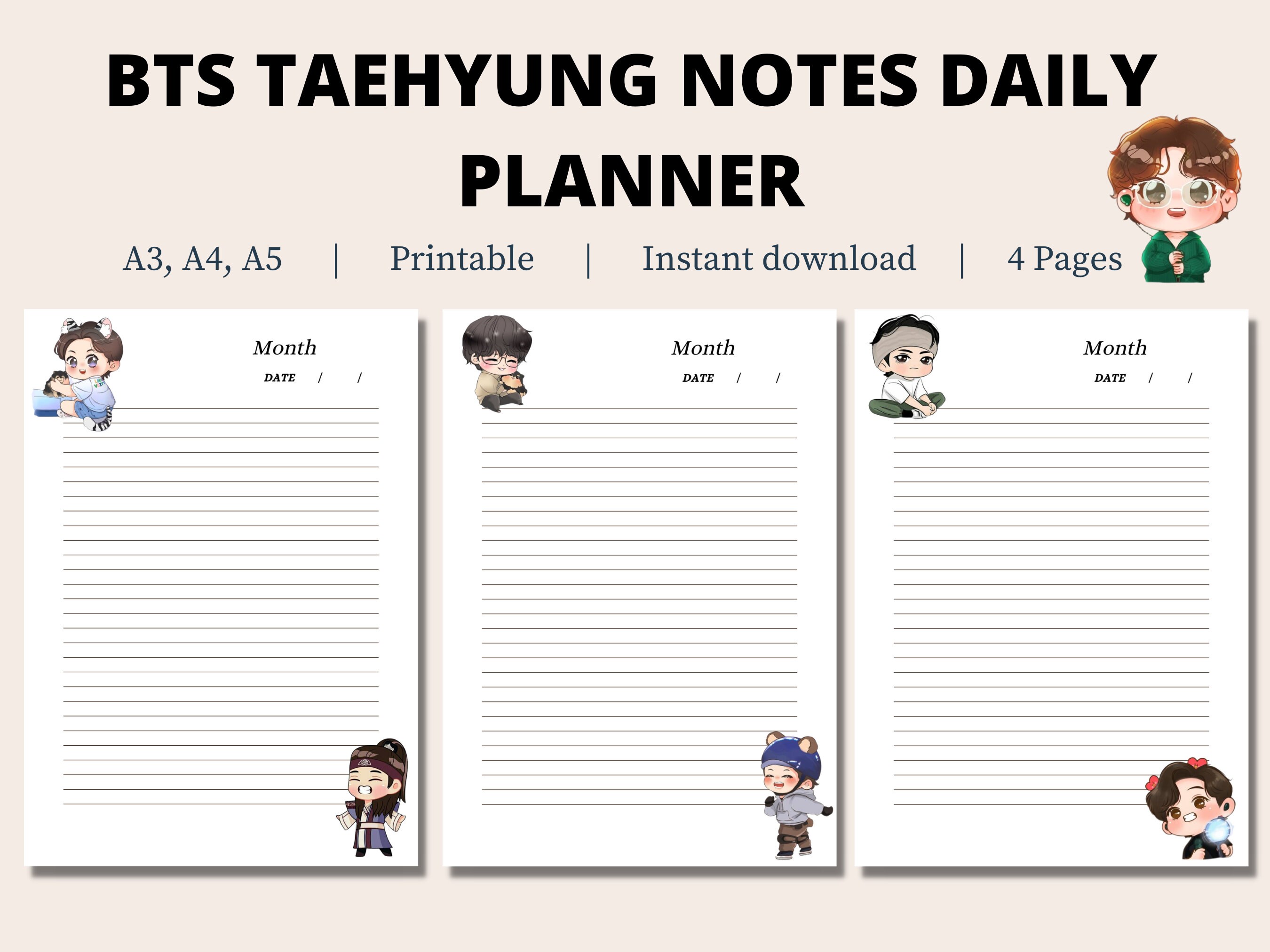 BTS Notes Daily Planner BTS Stationary Planner Bundle - Etsy