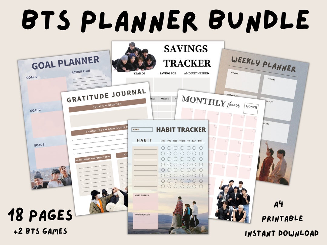 BTS Planner BTS Planner Bundle BTS Stationary Digital Planner 182 Pages ...