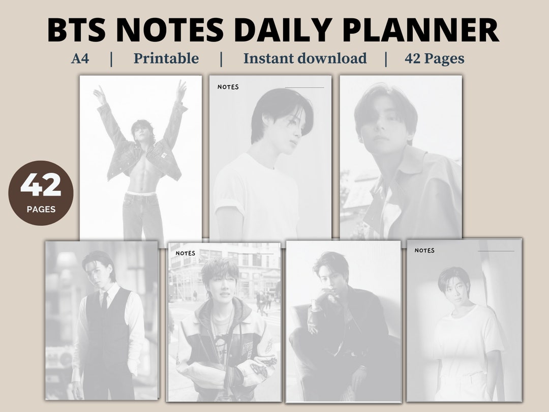 BTS Notes Daily Planner Pages | BTS Stationary | Planner Bundle | A4 ...
