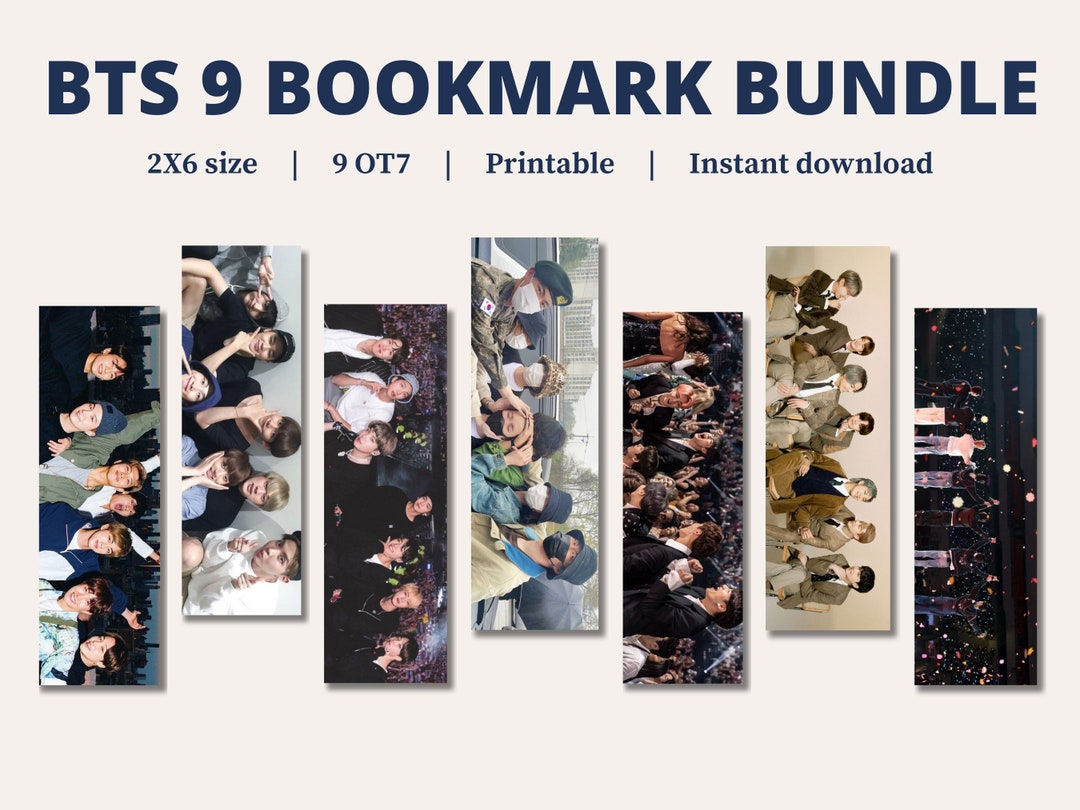 BTS OT7 Bookmark Bundle | Printable Bookmarks | Set of 9 | 2x6 Size ...