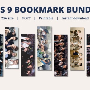 BTS OT7 Bookmark Bundle | Printable Bookmarks | Set of 9 | 2x6 Size ...