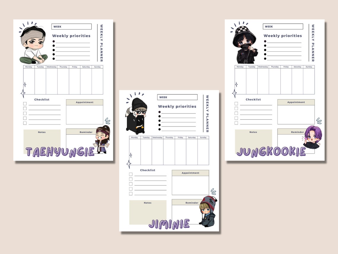 BTS Planner BTS Weekly Planner BTS Stationary Planner - Etsy