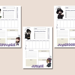 BTS Planner | BTS Weekly Planner | BTS Stationary | Planner Bundle | A3 ...