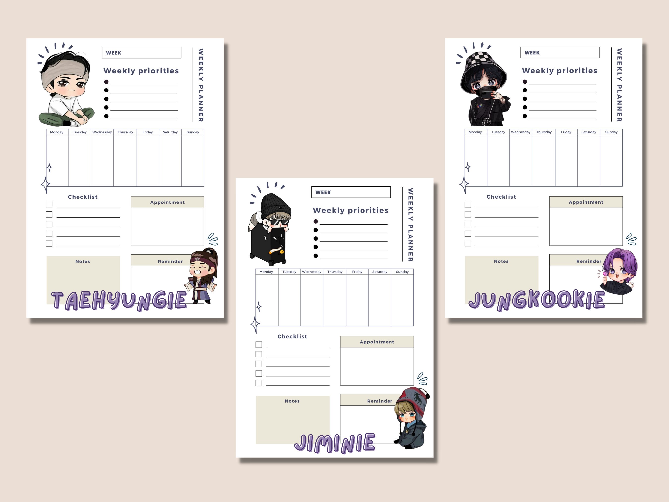 BTS Planner BTS Weekly Planner BTS Stationary Planner - Etsy