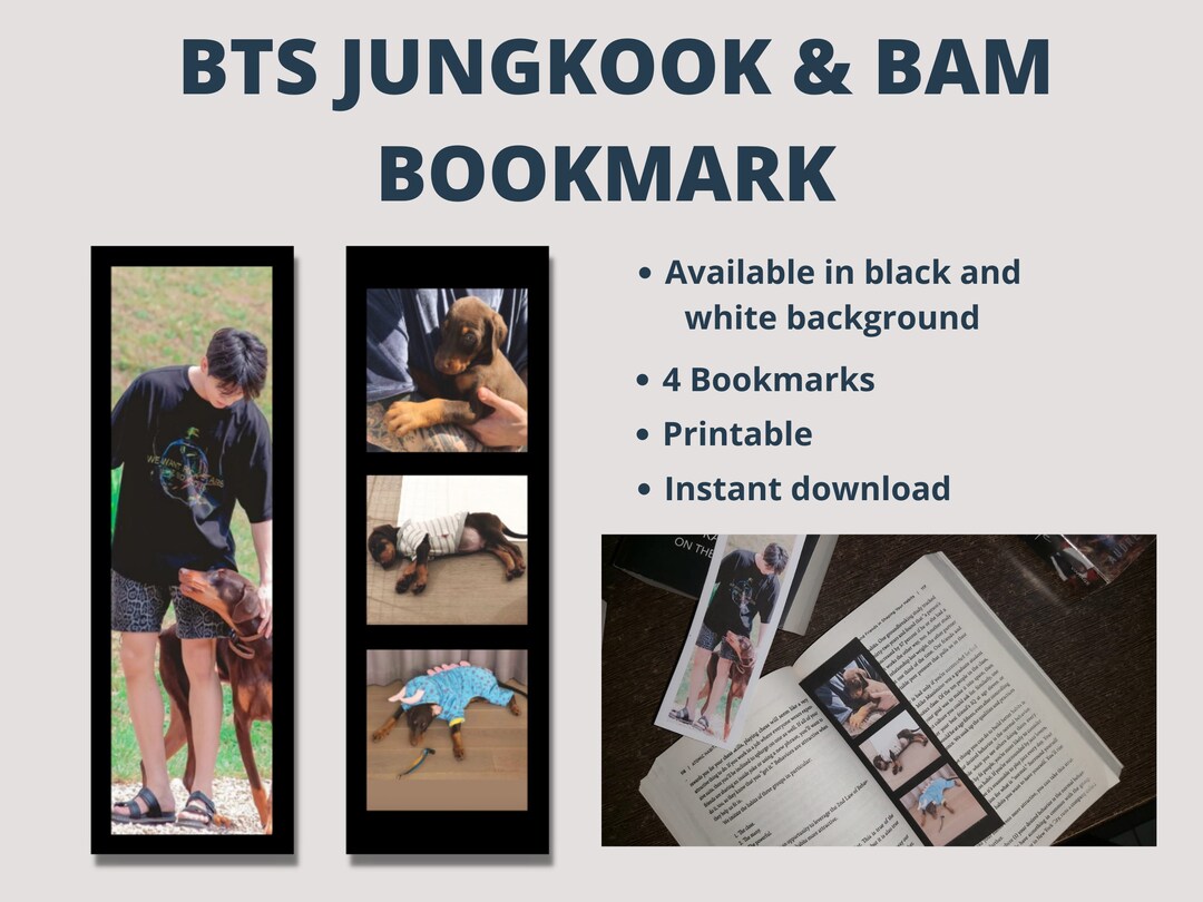 BTS Bookmarks | Jungkook & Bam Bookmarks | Printable Bookmarks | Set of ...