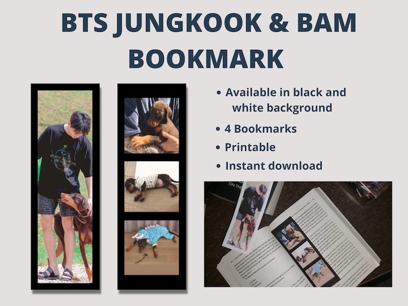 BTS Bookmarks Jungkook & Bam Bookmarks Printable Bookmarks Set of 4 ...