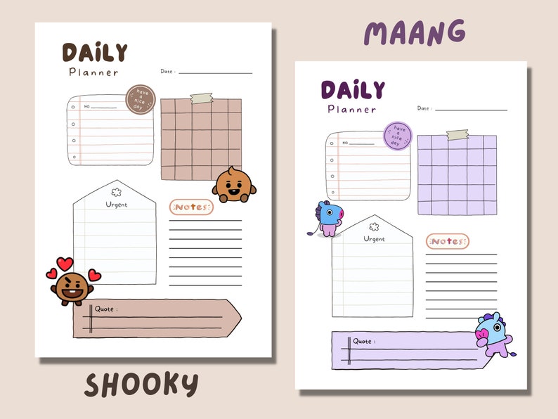 BT21 Daily Planner BTS Daily Planner Planner Bundle A4 - Etsy