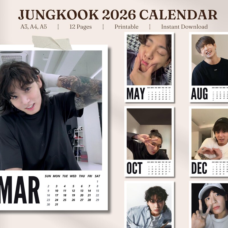 Jungkook Calendar - Etsy