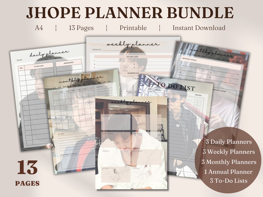 BTS Jhope Planner Bundle | BTS Stationary | Daily, Weekly, Monthly ...