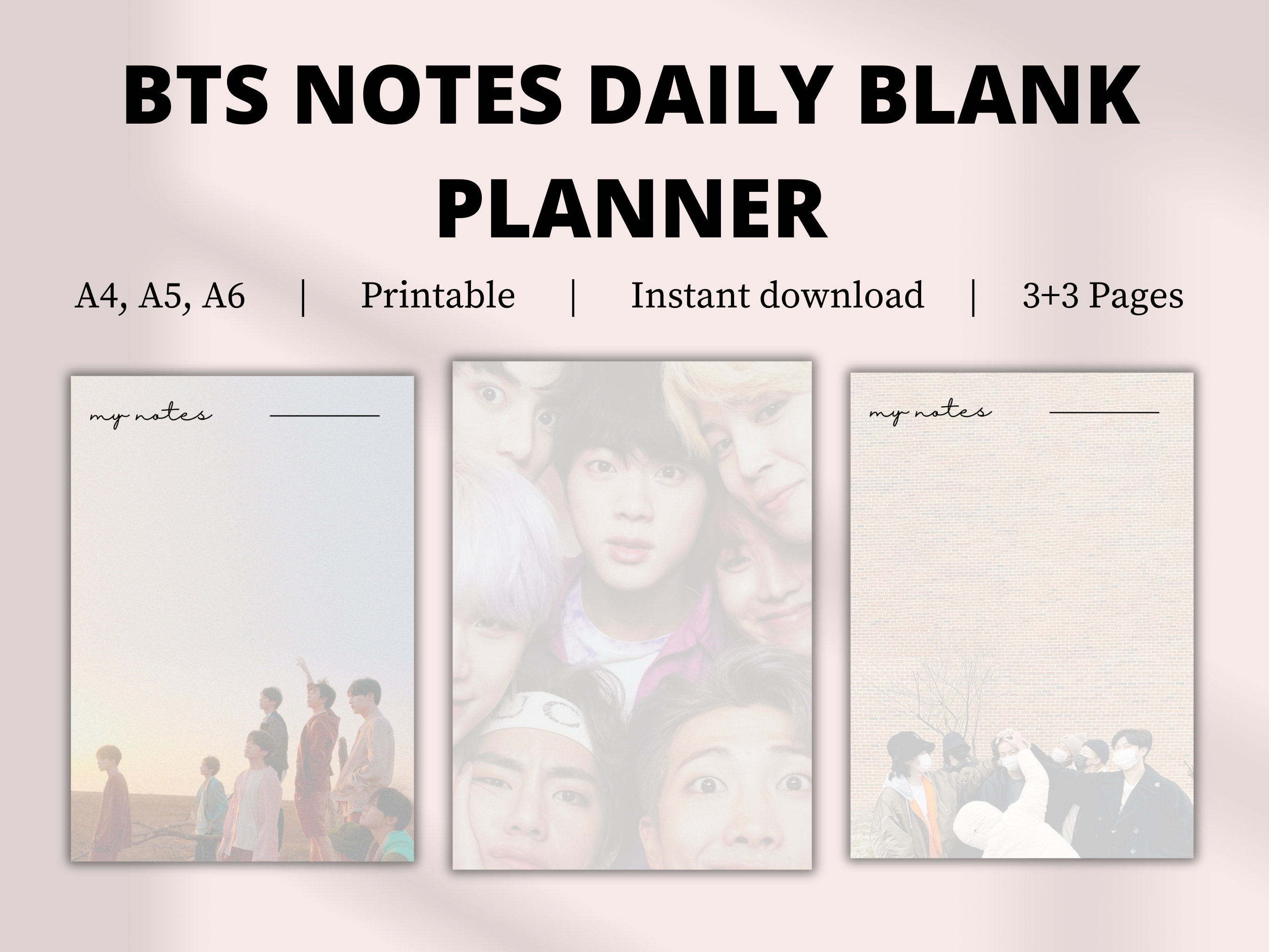 BTS Daily Notes Pages BTS Stationary A4, A5, A6 33 Pages Printable ...