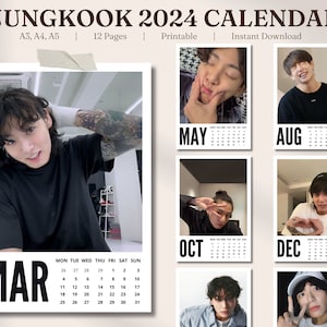 Jungkook Calendar 2024 A3, A4, A5 PDF BTS Digital Calendar Desk and ...