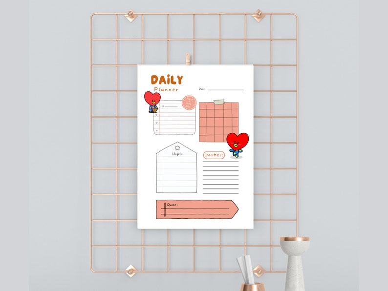 BT21 Daily Planner TATA BTS Daily Planner A4 Printable - Etsy