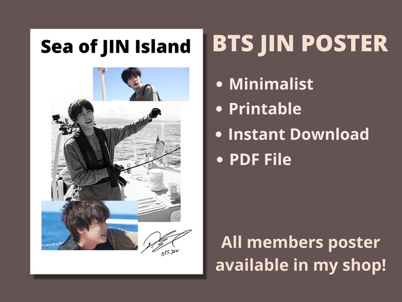 BTS Jin Poster A5 Printable Instant Download PDF File - Etsy
