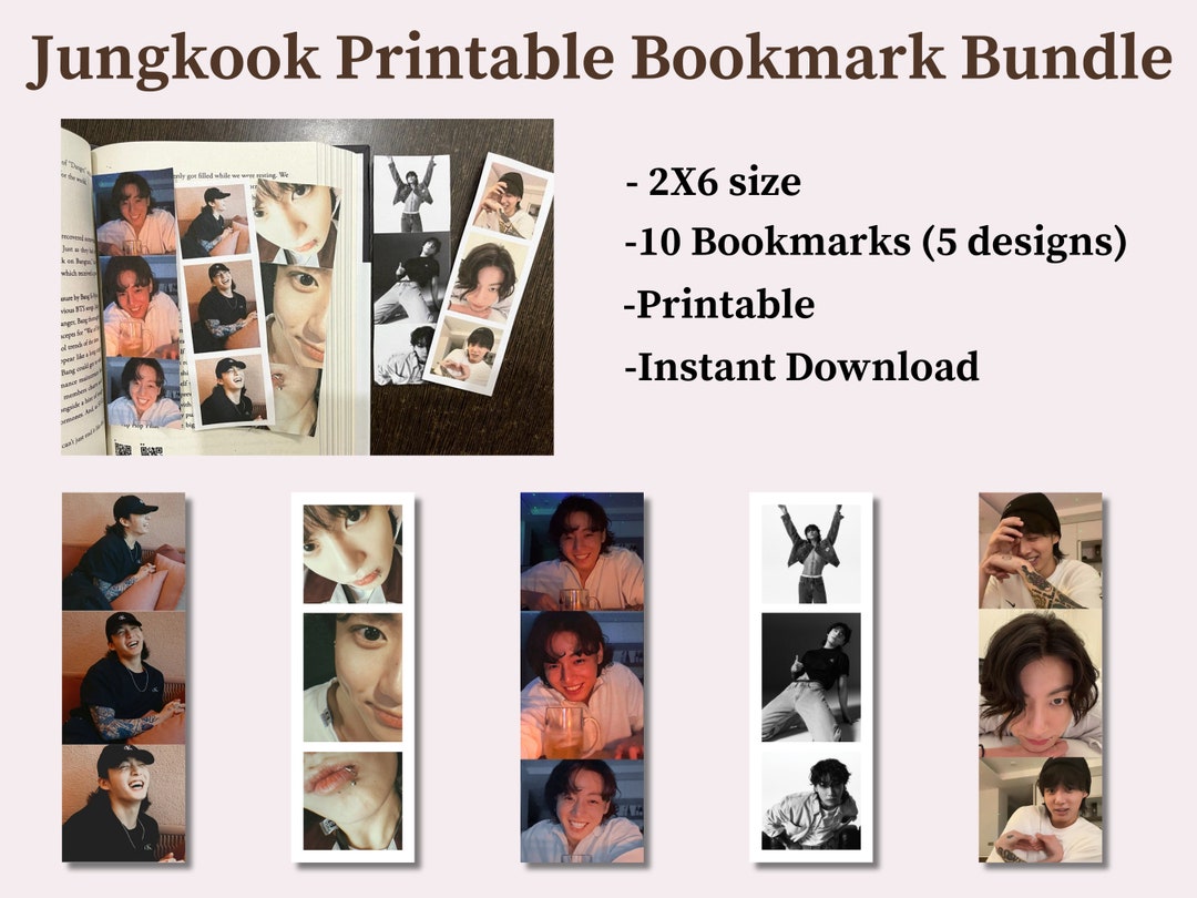 BTS JK Bookmark Bundle | Printable Bookmarks | Set of 10 (5 Designs ...