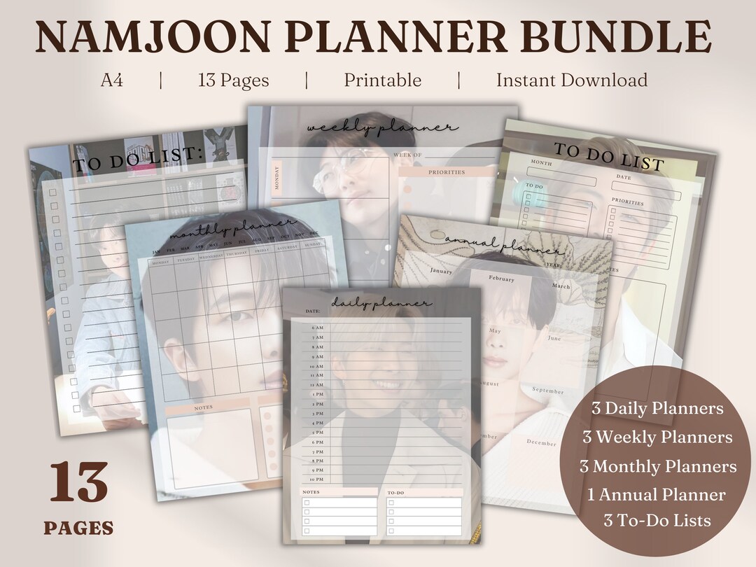 BTS Namjoon Planner Bundle | BTS Stationary | Daily, Weekly, Monthly ...