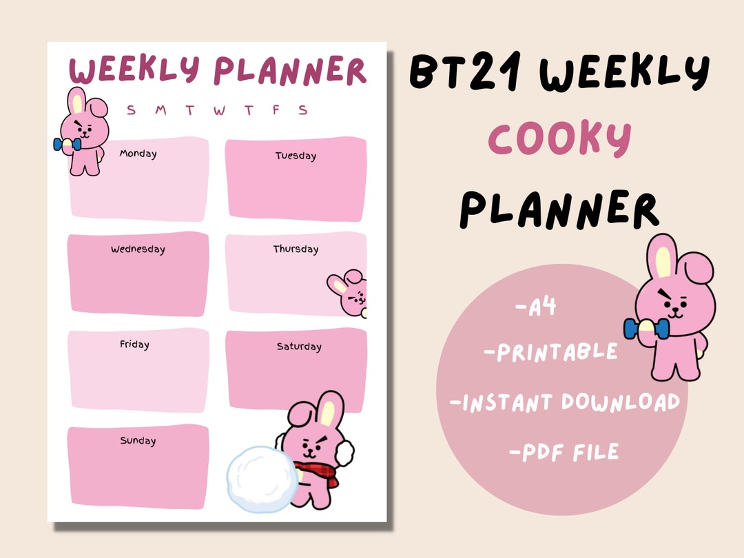 BT21 Weekly Planner - Cooky | BT21 Printable Planner | BTS Weekly ...
