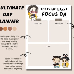 BTS Day Planner and Notes | Focus on Jk Chibi Planner | BTS Daily ...
