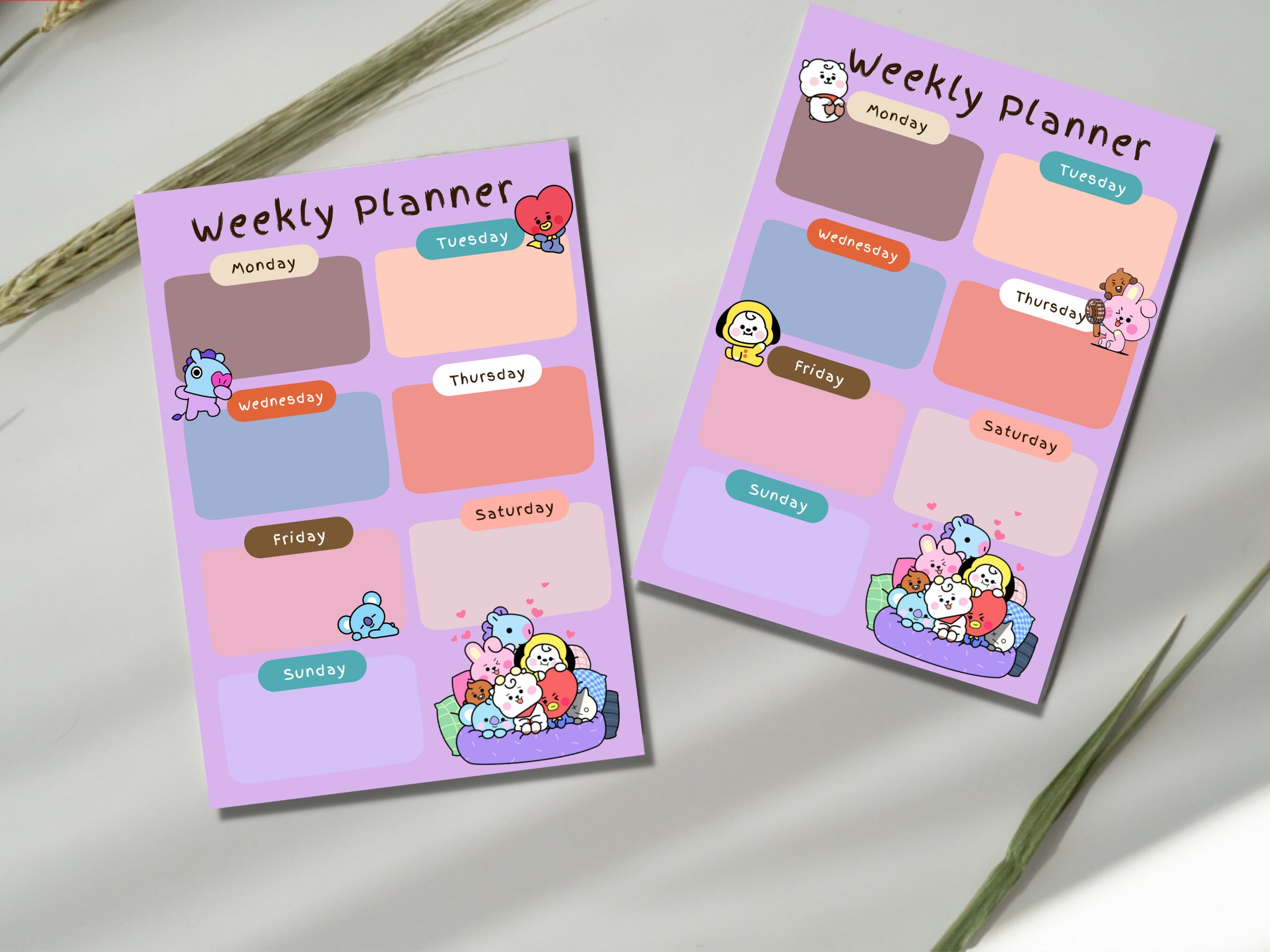 BT21 Weekly Planner BTS Printable Planner A4 Printable Instant Download ...