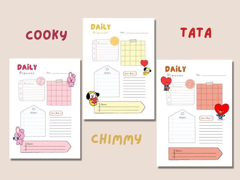 BT21 Daily Planner BTS Daily Planner Planner Bundle A4 - Etsy