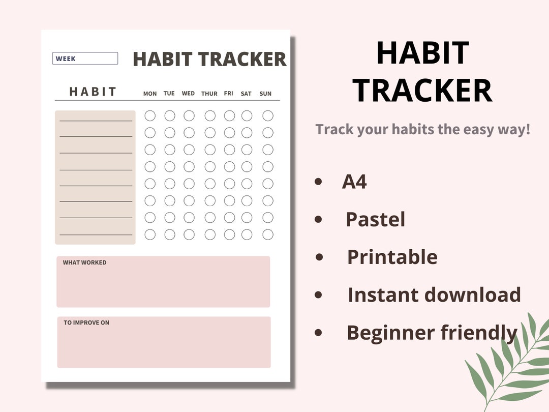 Habit Tracker, Weekly Habits, Digital, Printable, Instant Download ...