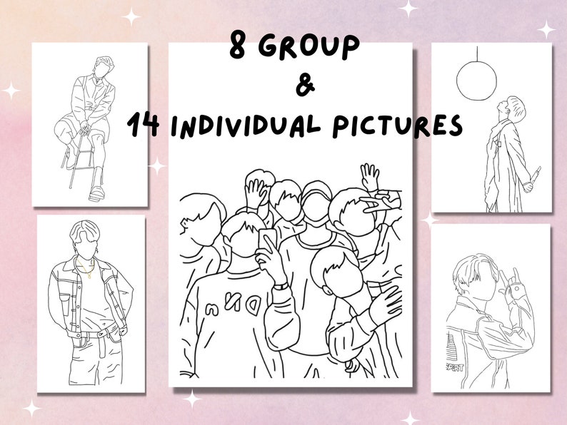 BTS A4 Colouringbook, Bangtan, ARMY, Digital Colouringbook, Printable ...