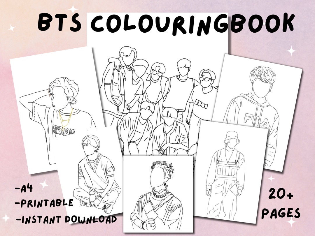 BTS A4 Colouringbook, Bangtan, ARMY, Digital Colouringbook, Printable ...