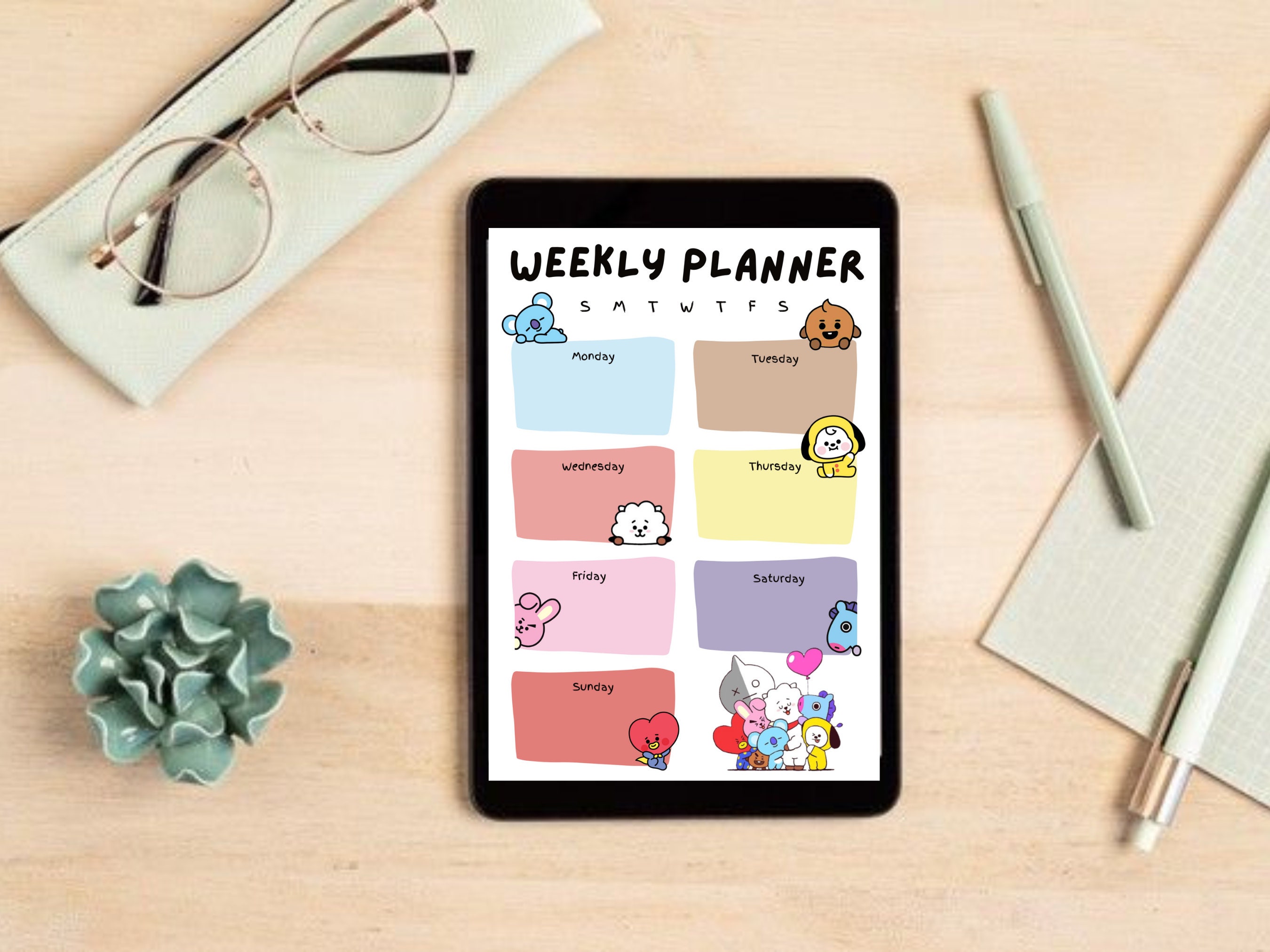 BT21 Weekly Planner BT21 Printable Planner BTS Weekly Planner A4 ...