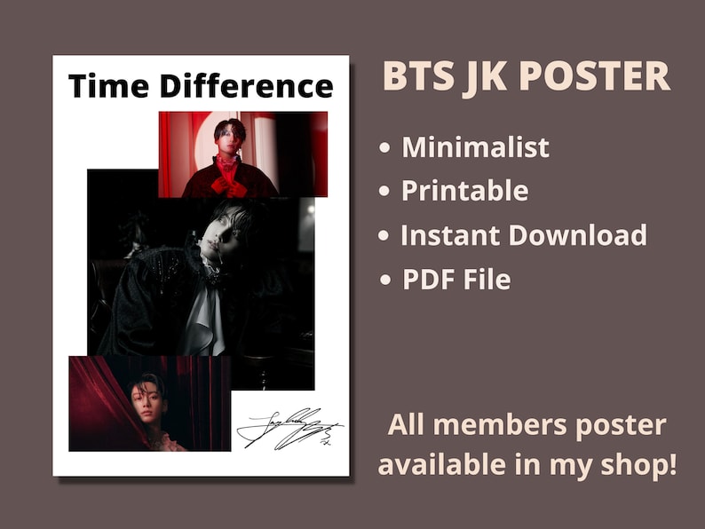 BTS Jungkook Poster A5 Printable Instant Download PDF File - Etsy