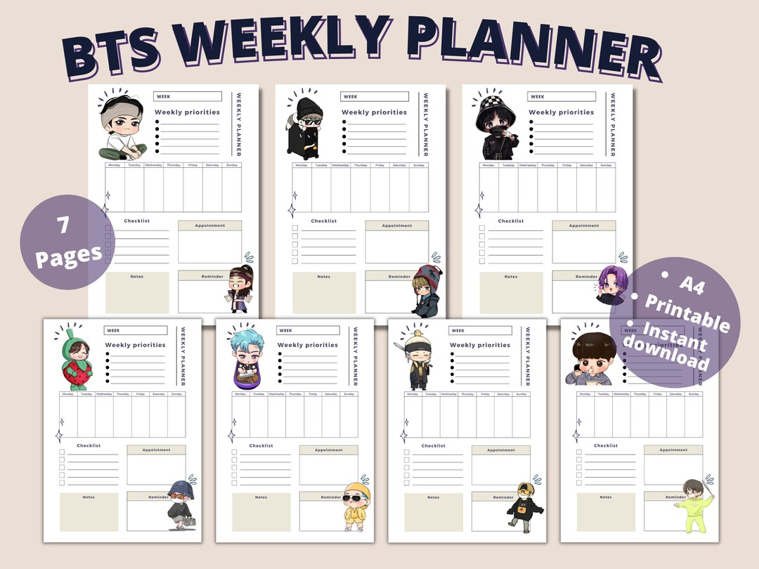 BTS Planner BTS Weekly Planner BTS Stationary Planner - Etsy