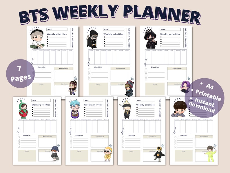 BTS Planner BTS Weekly Planner BTS Stationary Planner - Etsy