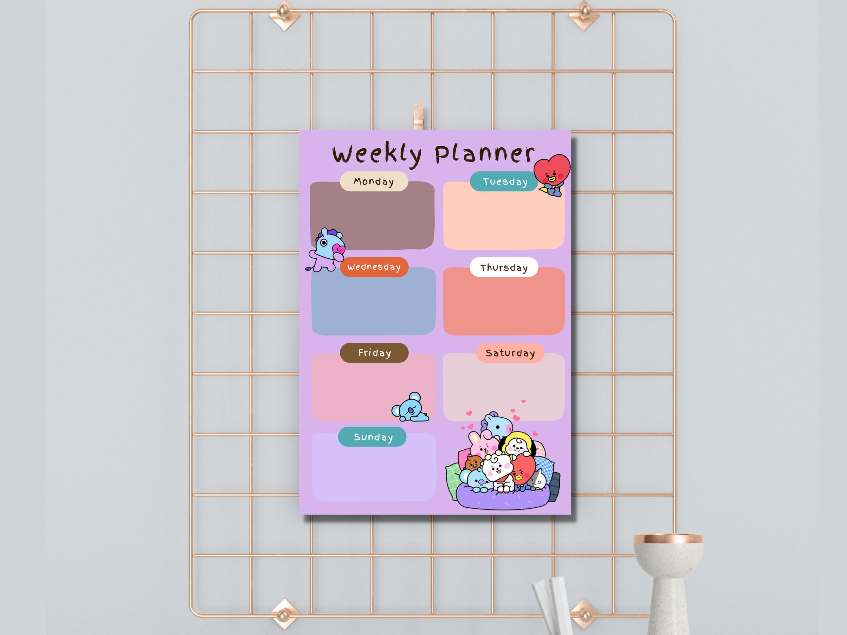 BT21 Weekly Planner BTS Printable Planner A4 Printable Instant Download ...