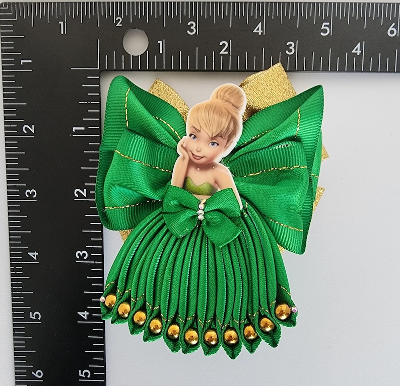 Tinkerbell Hair Bow: Handmade Satin Ribbon, Fairy Princess - Etsy
