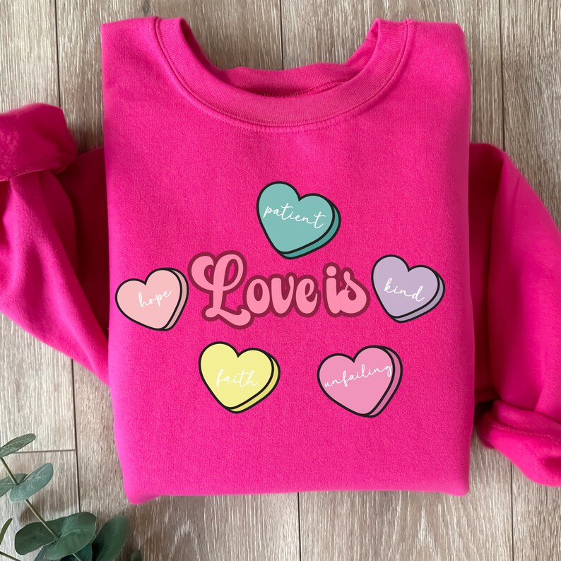 Love is Kind Valentine Sweatshirt, Retro Heart Sweatshirt, Valentines Day Gift, Valentines Day ...