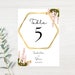 Geometric Daisy Wedding TABLE NUMBERS Template, Seat Card Template ...